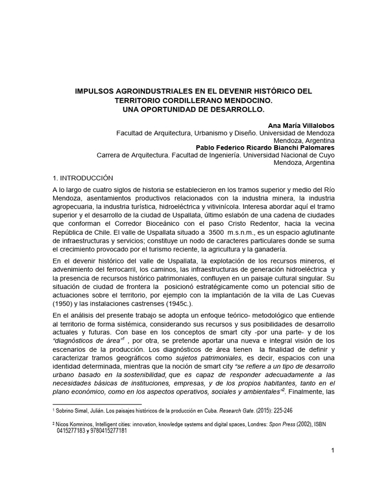 Ponencia Sipa 2016 Villalobos Bianchi | PDF | Agricultura | Paisaje