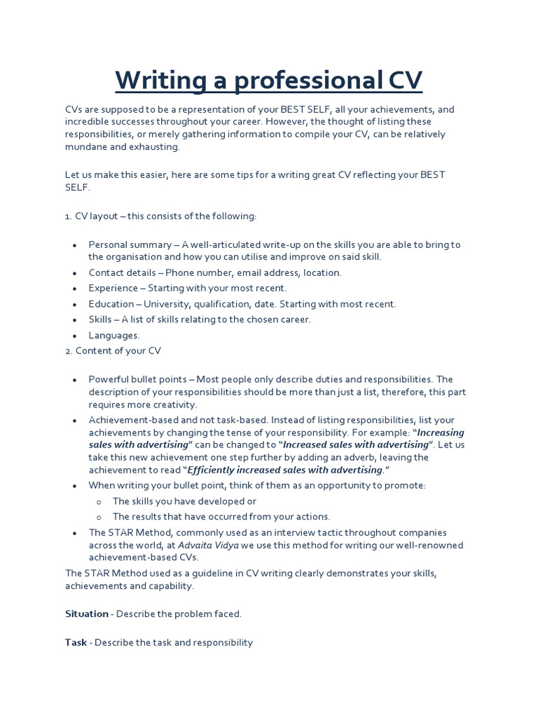 Writing a professional CV | PDF | Linked In | Recruitment