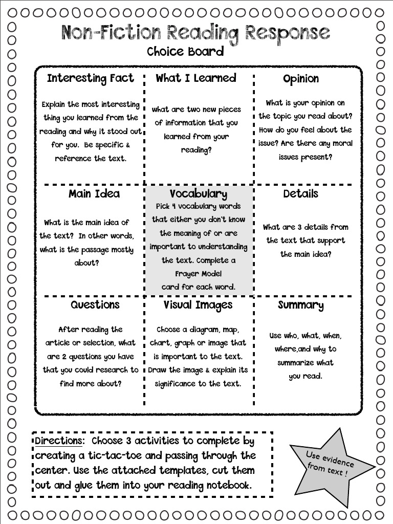 Nonfiction Choice Board | PDF | Symbols | Learning