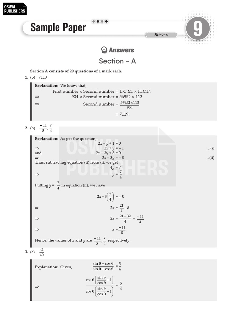 Oswal Maths CBSE - Class X | PDF | Angle | Circle