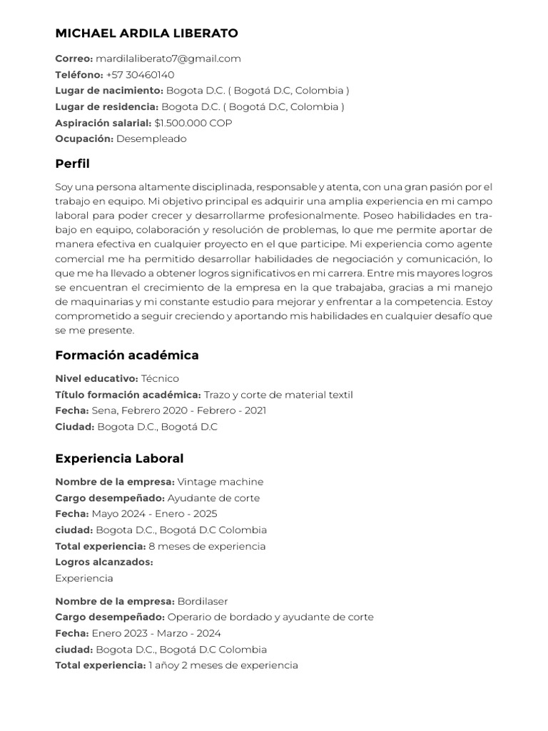 Michael - Ardila Liberato | PDF | Bogotá | Microsoft