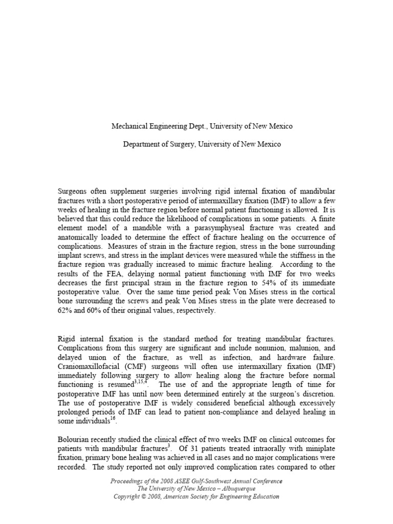 Impact of IMF on Mandibular Healing | PDF | Deformation (Engineering ...