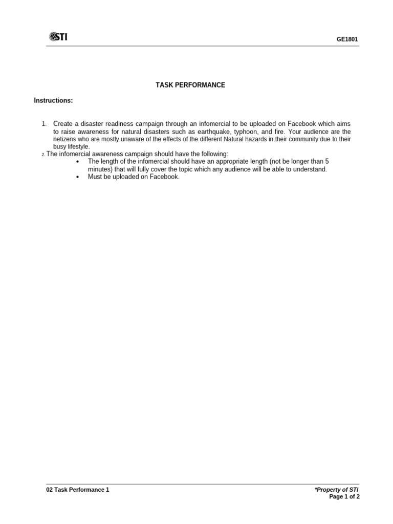 02 Task Performance 1 | PDF | Human Communication | Cognition