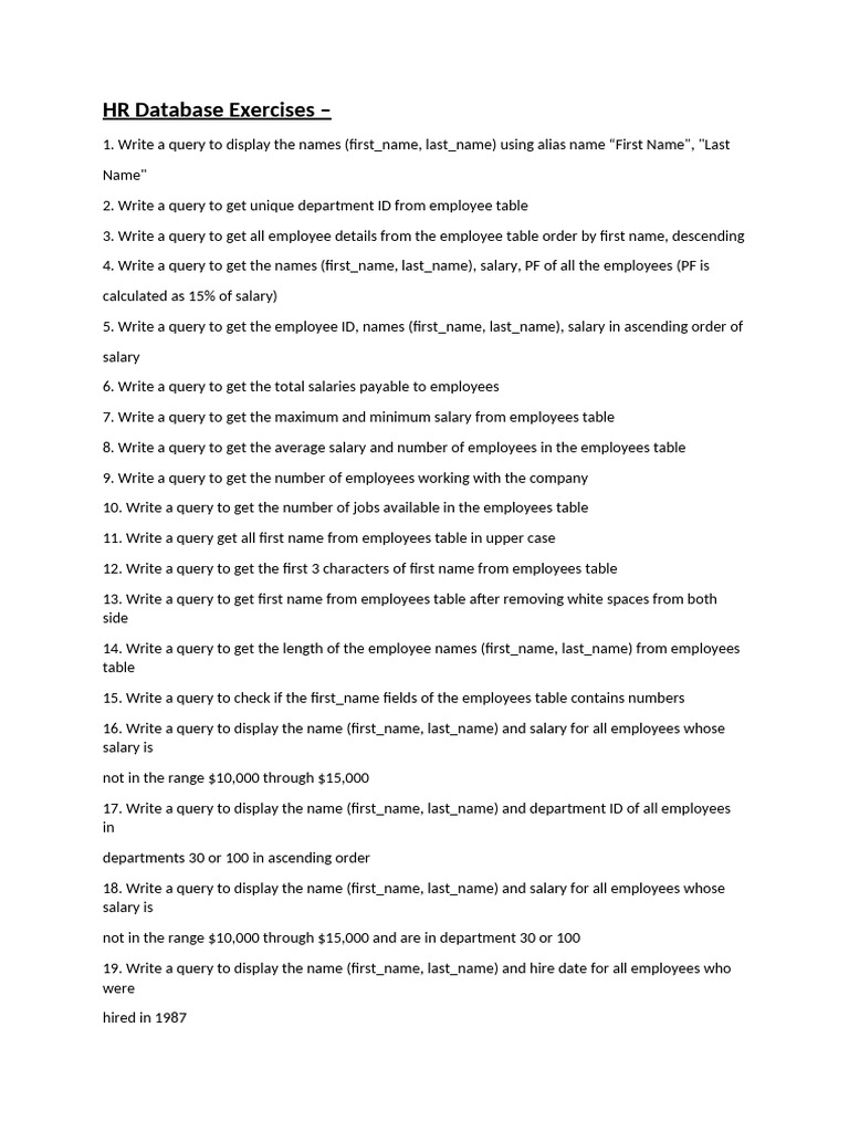 HR - Northwind Database Exercises | PDF | Salary | Computing