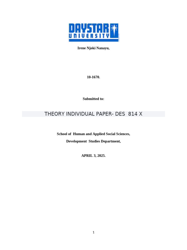 THEORIES INDIVIDUAL PAPER Assignment | PDF | Governance | Infrastructure