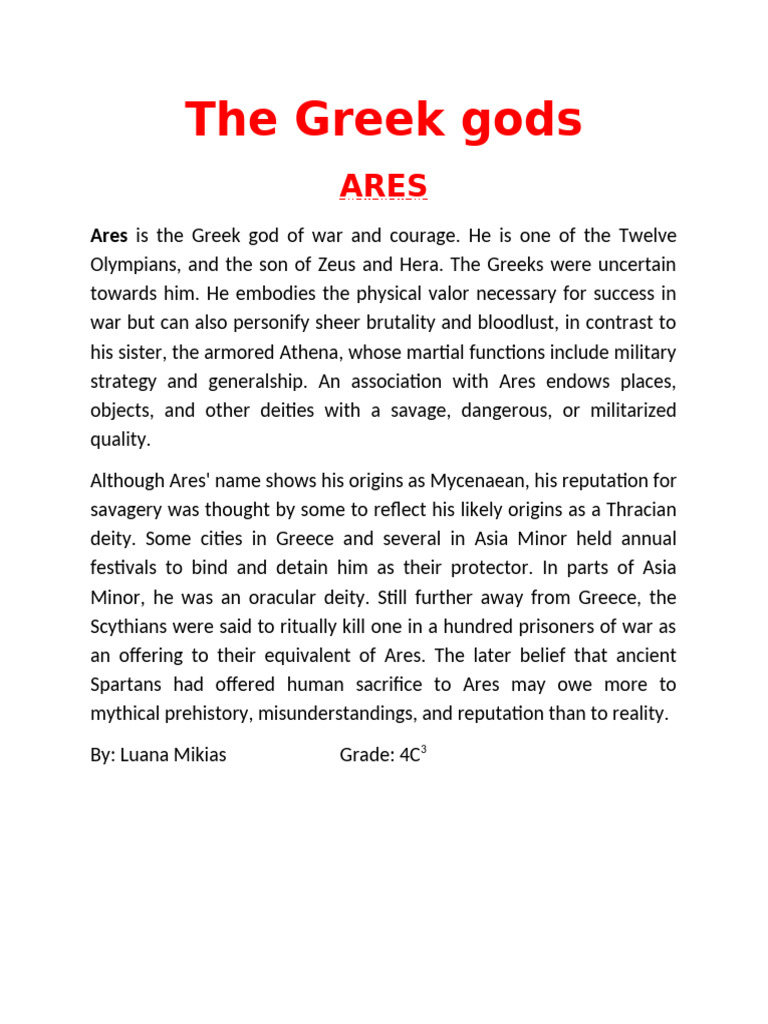 The Greek Gods | PDF