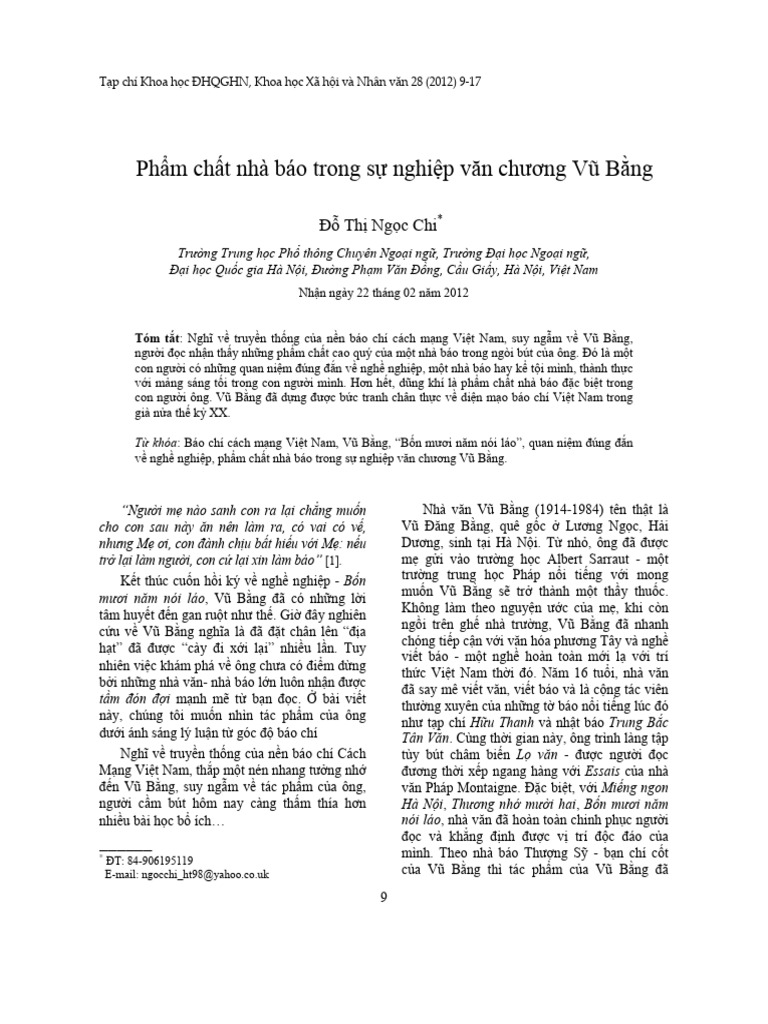 PH MCH T Nhà Báo Trong S Nghi PV NCH NGV B NG: TH NG C Chi | PDF