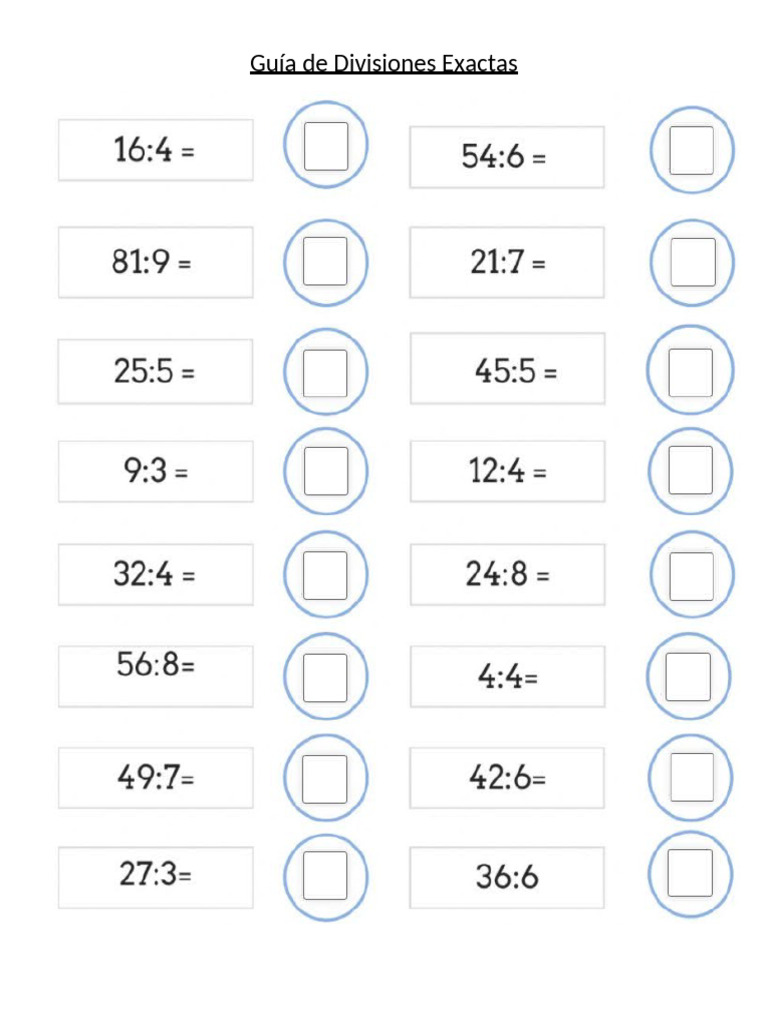 Guía de Divisiones Exactas | PDF