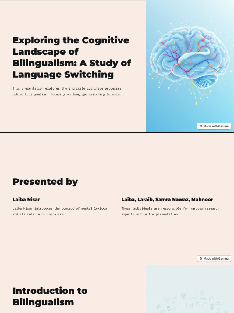 Exploring The Cognitive Landscape of Bilingualism A Study of Language Switching | PDF ...