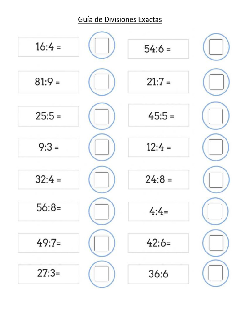 Guía de Divisiones Exactas | PDF