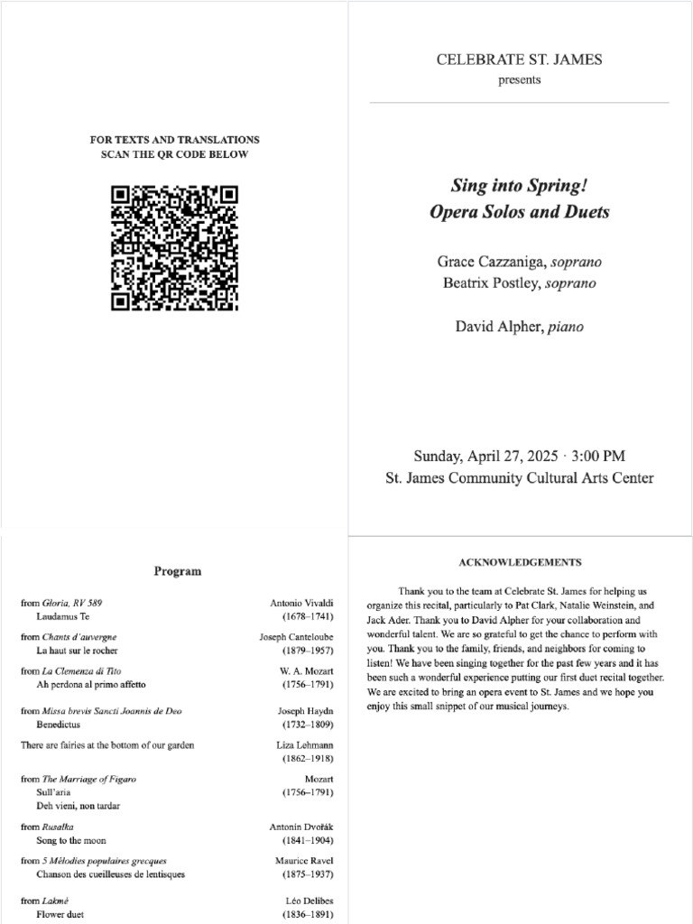 Sing into Spring Program | PDF