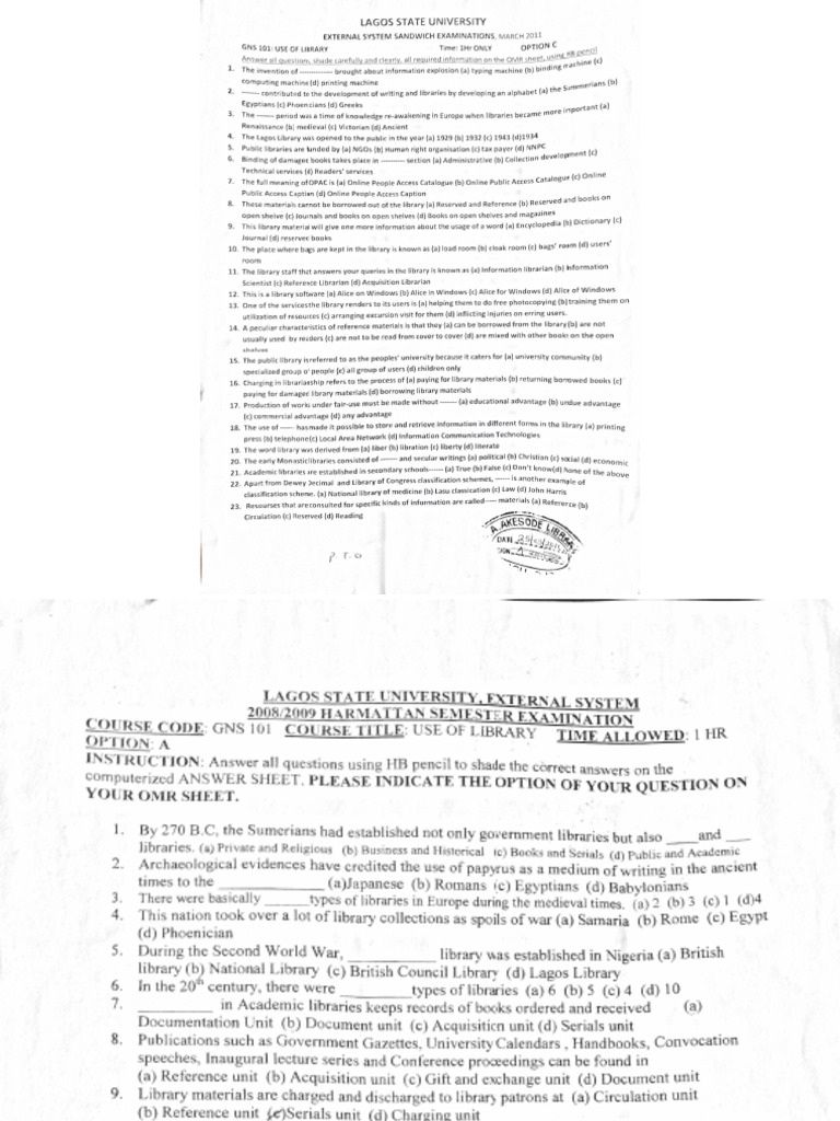 GNS 101 Past Questions | PDF