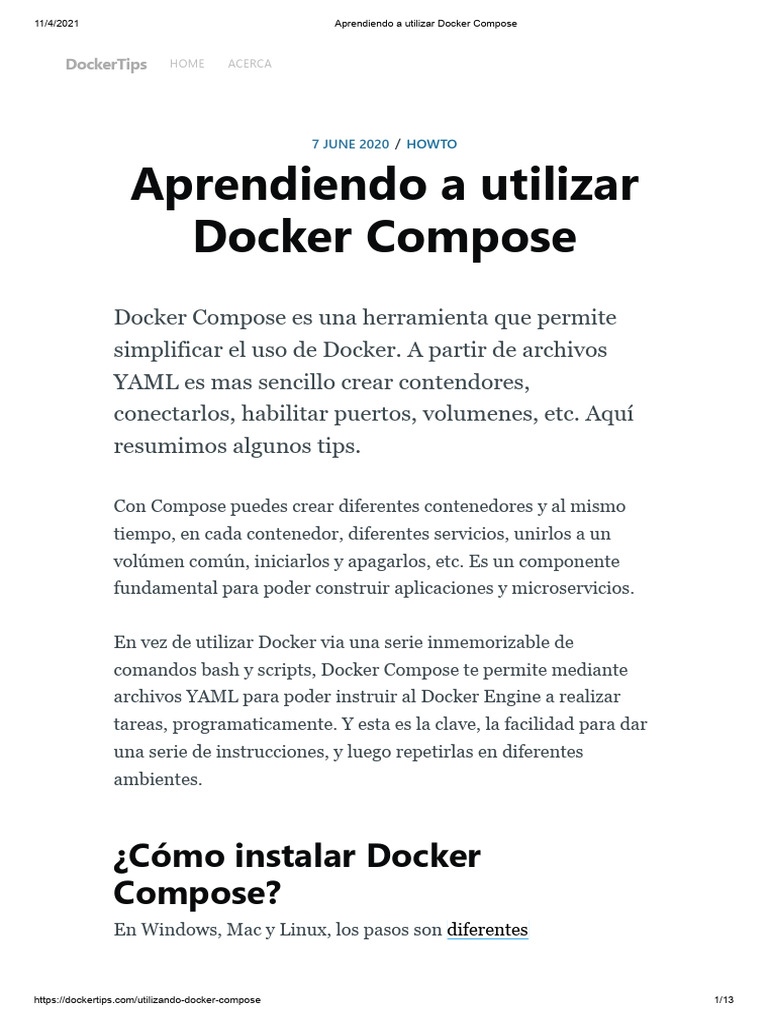 Aprendiendo A Utilizar Docker Compose | PDF | Aplicación movil | Arquitectura de Computadores