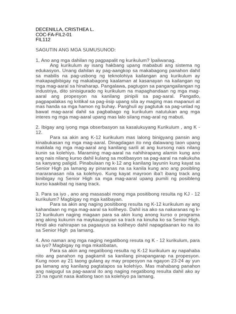 Decenilla, Cristhea L. COC-FA-FIL2-01 FIL112 | PDF