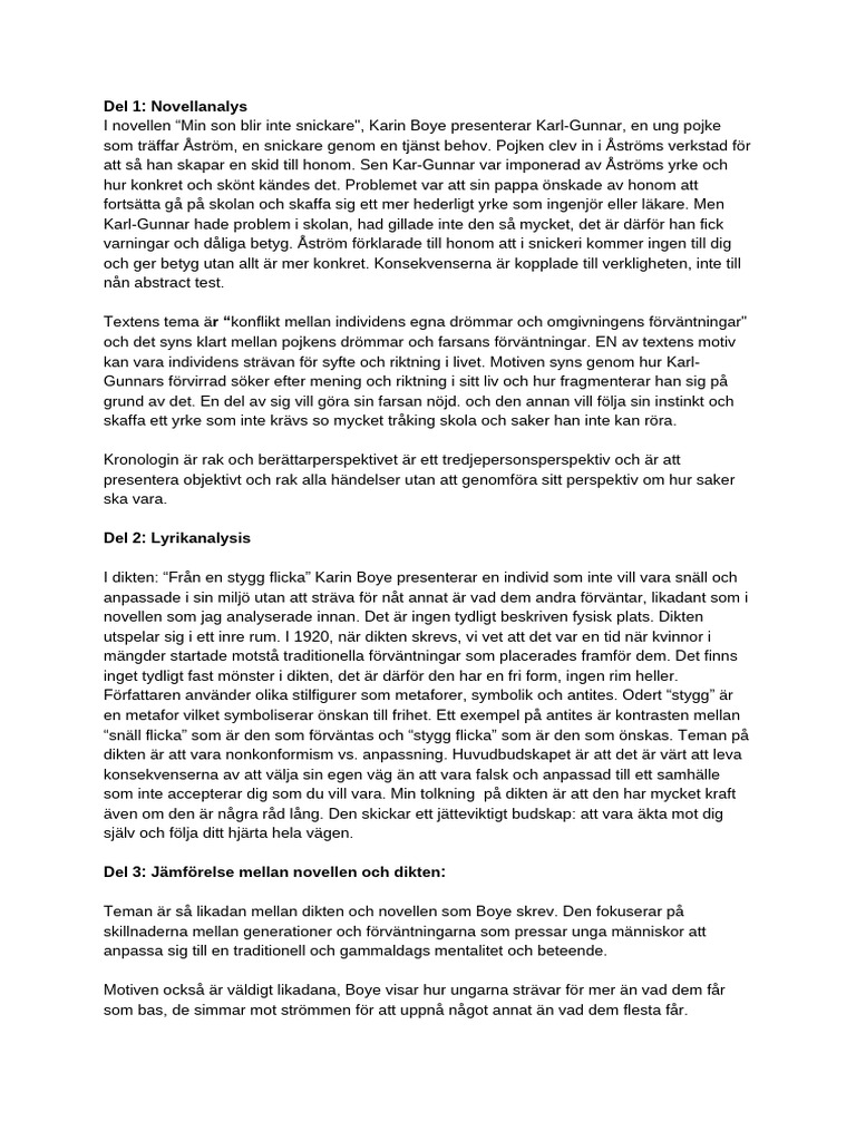 Uppgift - Analys Av Dikt Och Novell | PDF