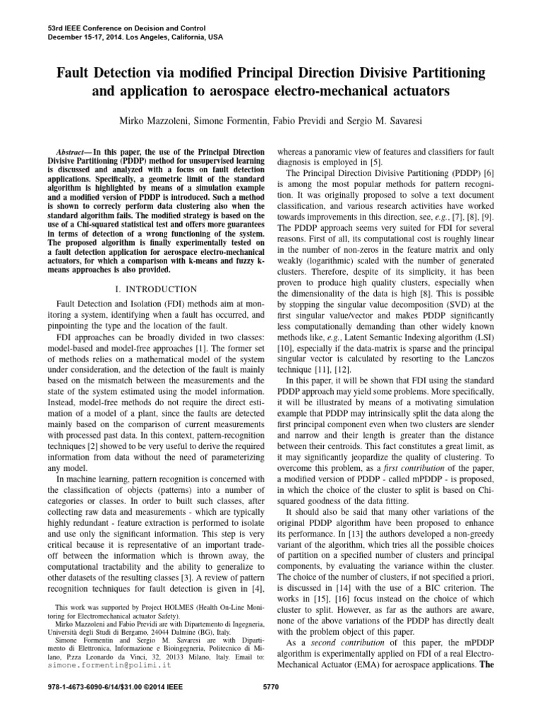 Fault Detection Via Modified Principal Direction Divisive Partitioning and Application To ...