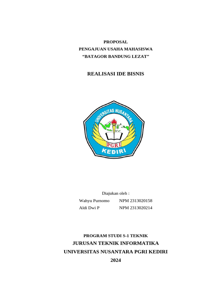 Proposal Usaha - Wahyu 0158 - Aldi 0214 | PDF