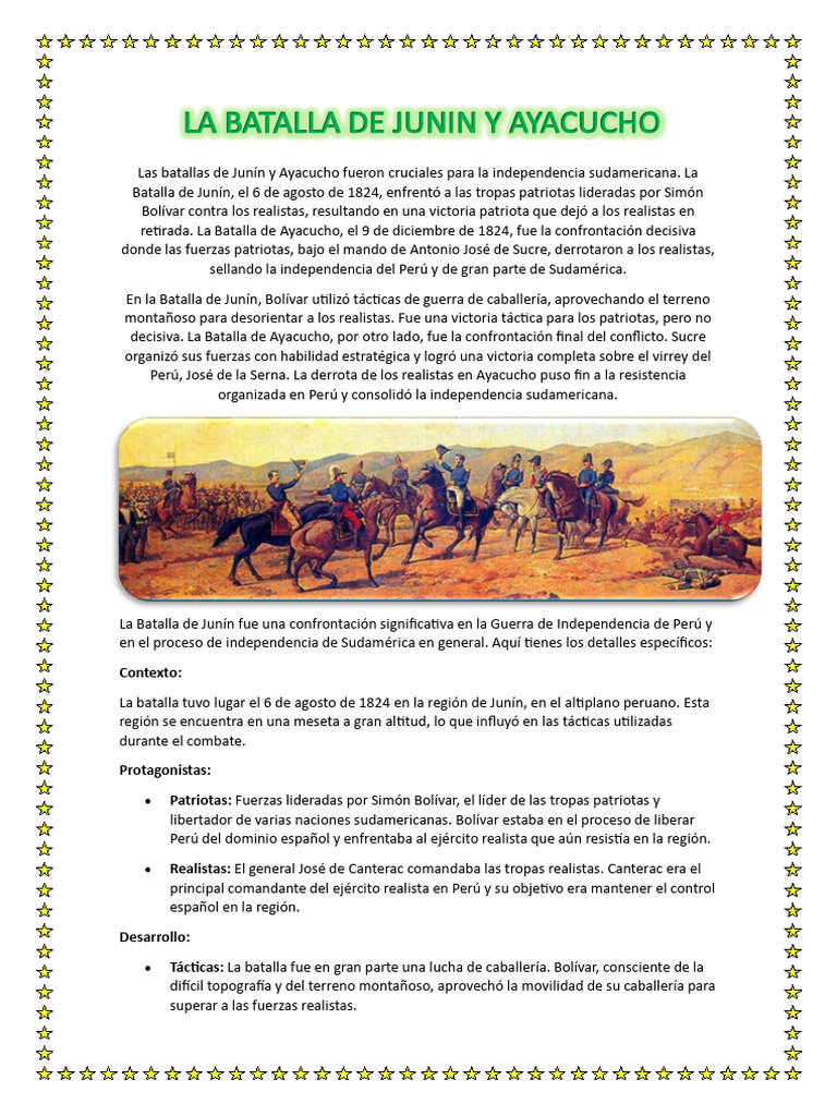 La Batalla de Junin y Ayacucho | PDF | Conflictos del segundo milenio ...