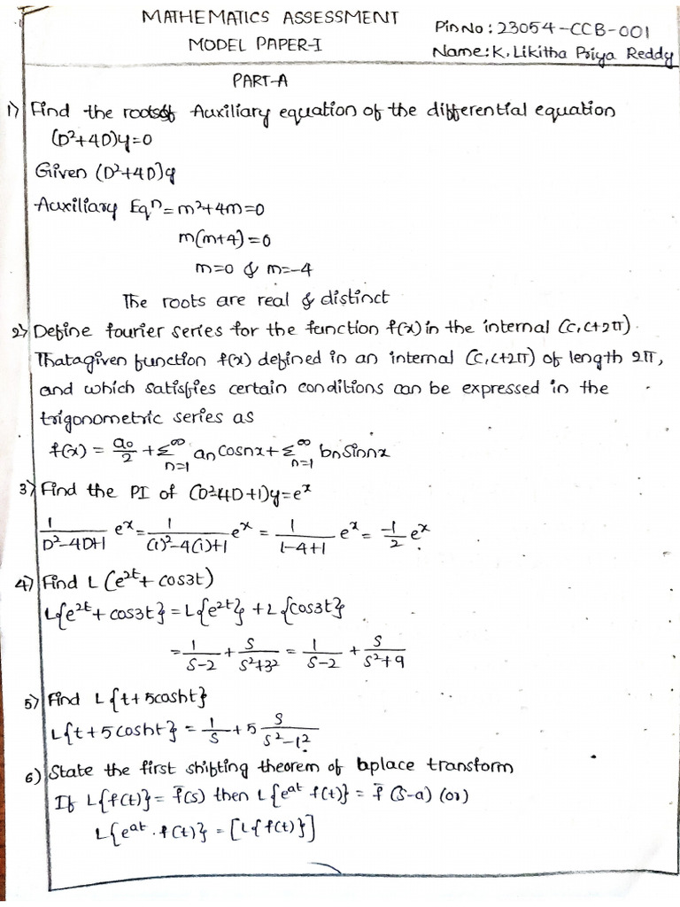 Math 4th Sem Model Papers | PDF