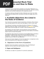 Florida Trial Objections Guide | PDF | Evidence (Law) | Testimony