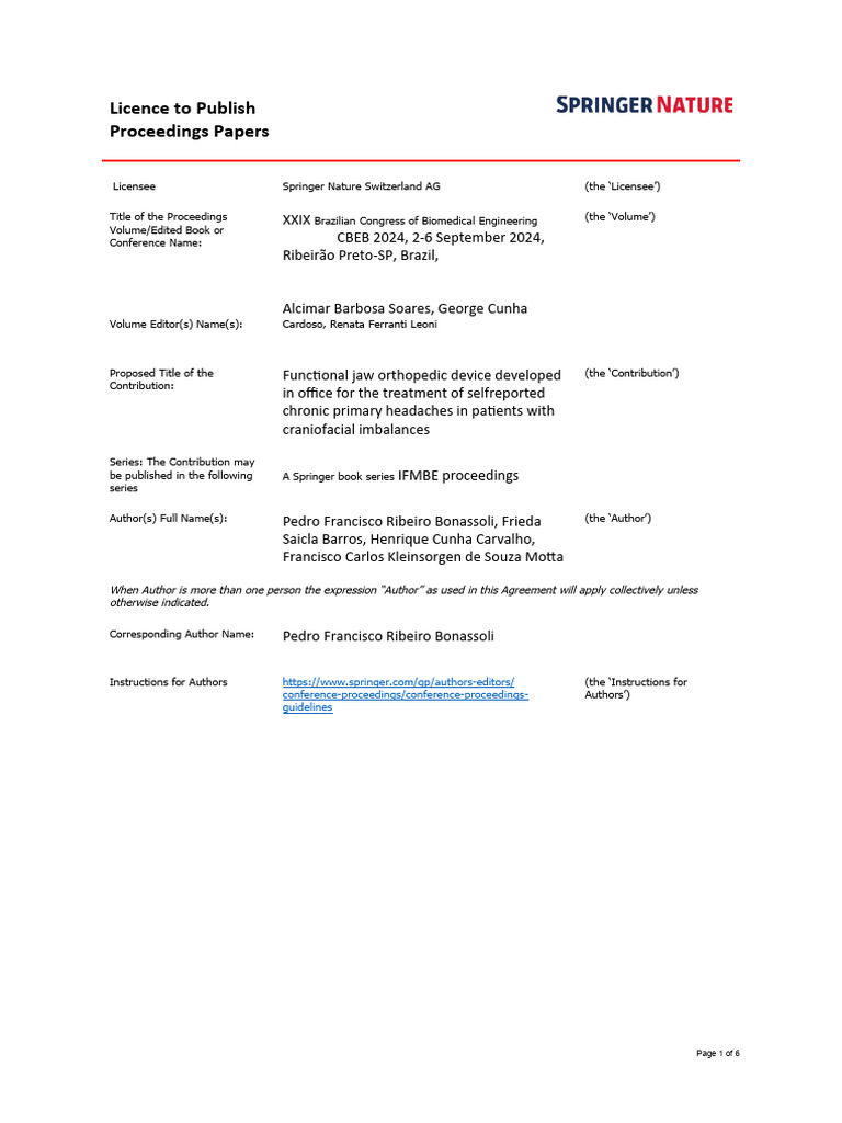 Licence to Publish for CBEB 2024 | PDF | License | Copyright