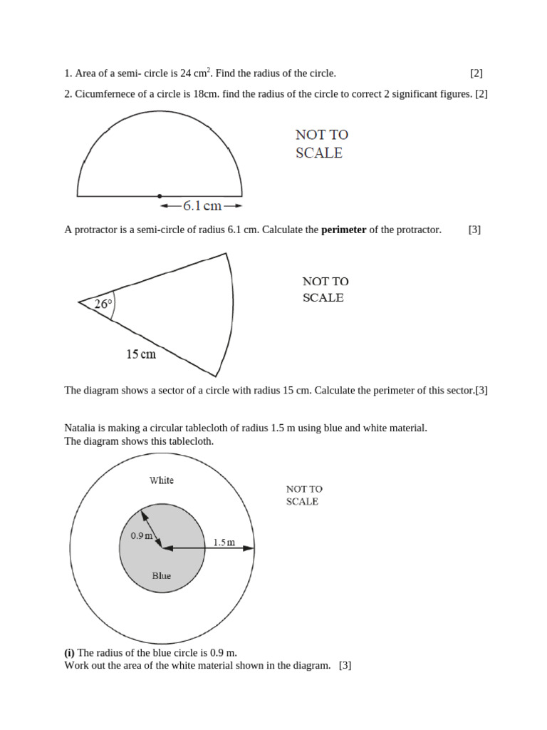 Perimeter and Area of Semi-Circles | PDF