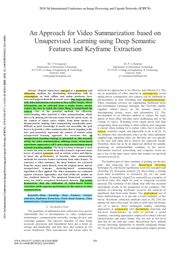 1 4 An Approach For Video Summarization Based On Unsupervised
