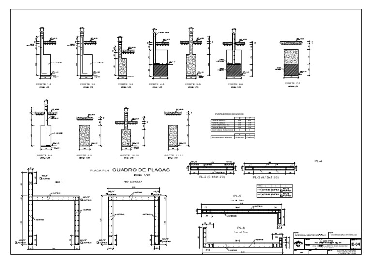 Cuadro de Placas: Corte 1-1 Corte 2-2 Corte 3-3 Corte 4-4 Corte 5-5 Corte 6-6 Corte 7-7 | PDF