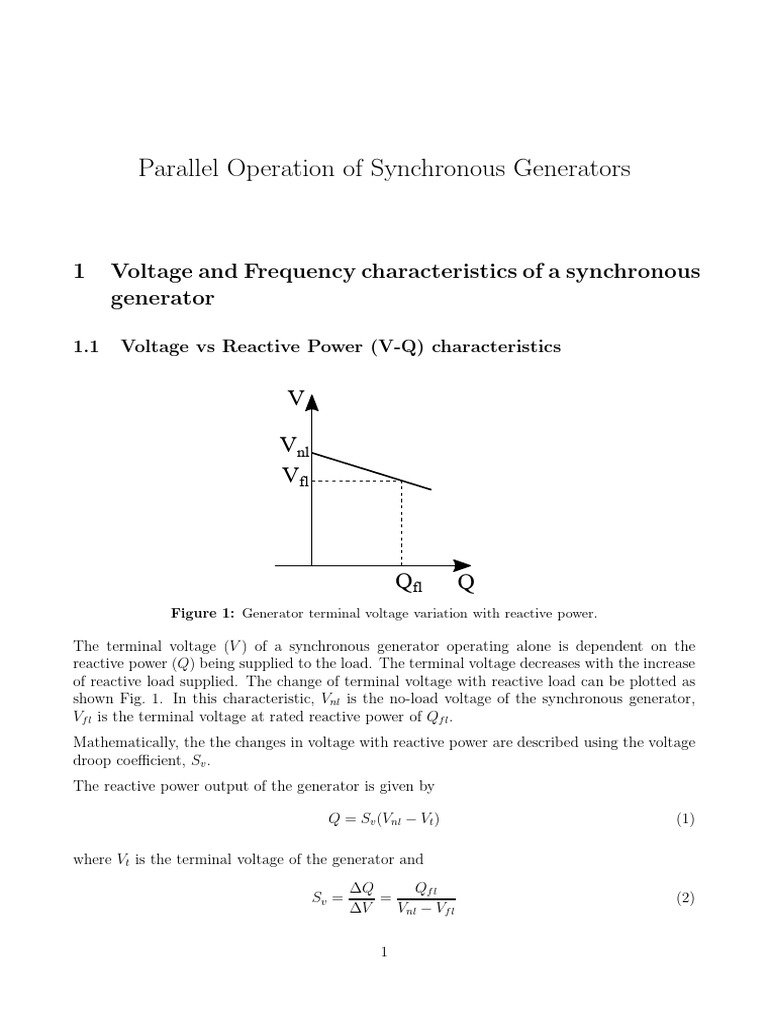 Parallel Operations of Synchronous Generators | PDF | Electric ...