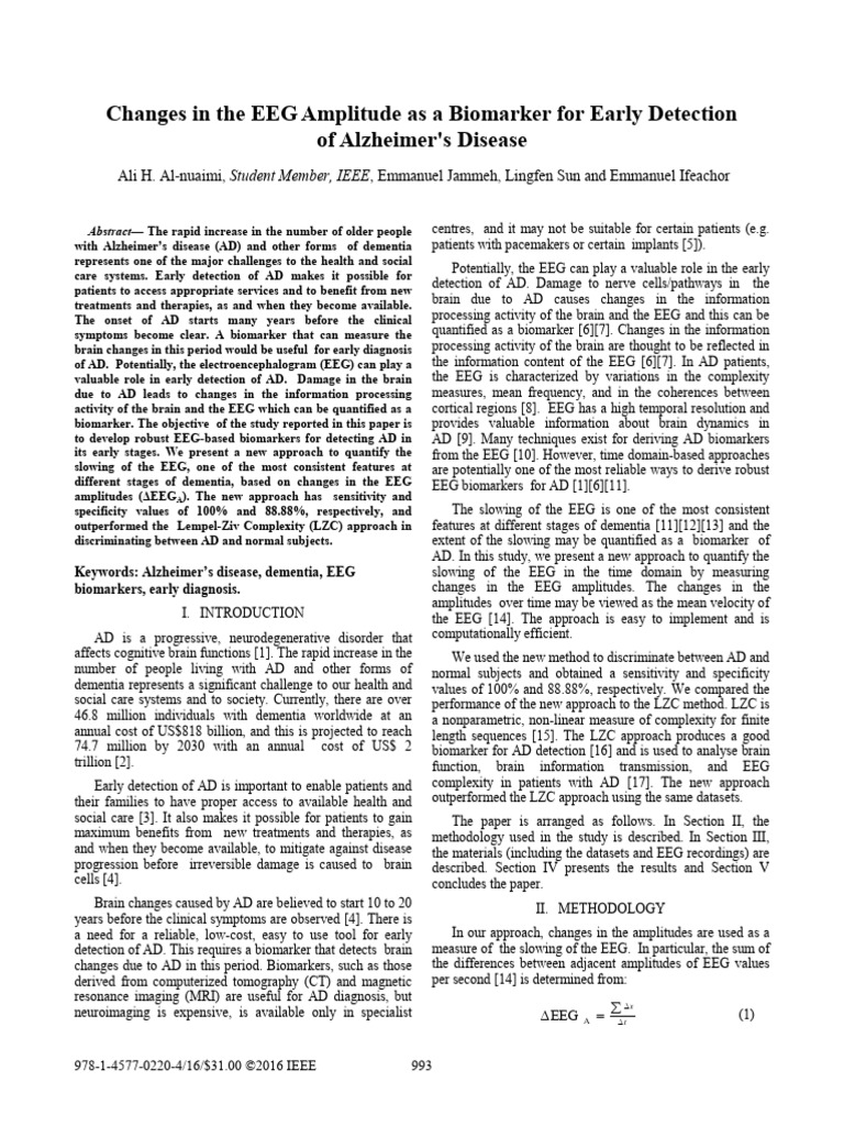 2016 Changes in The EEG Amplitude As A Biomarker For Early Detection ...
