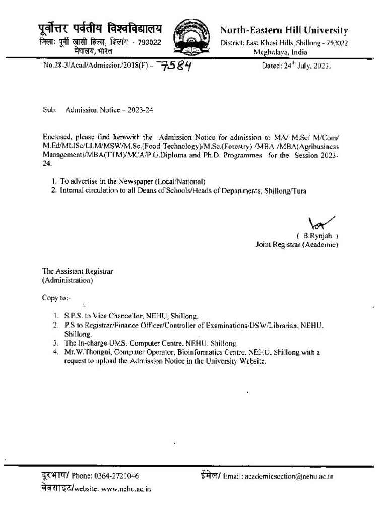 Admission Notice 2023 24 | PDF