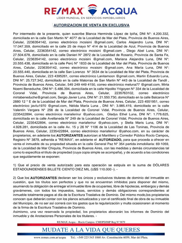 Autorización Remax | PDF