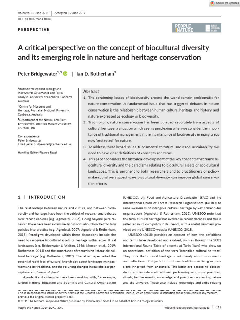 A Critical Perspective On The Concept of Biocultural Diversity | PDF | Biodiversity ...