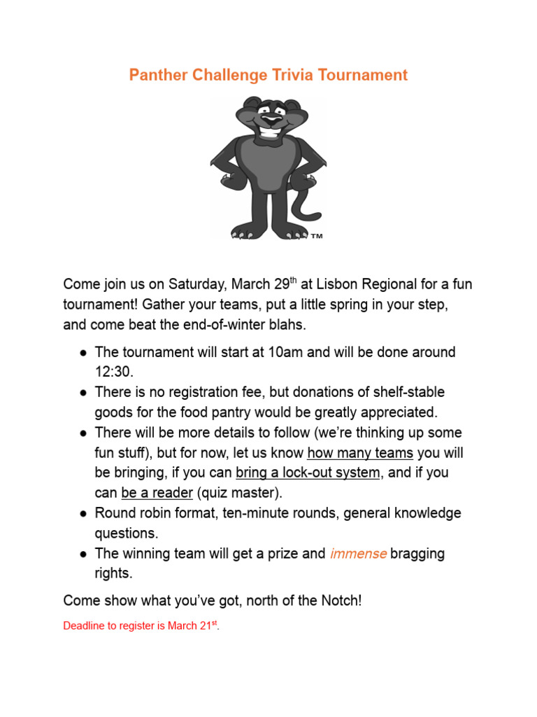 Lisbon Trivia Tournament on March 29 | PDF