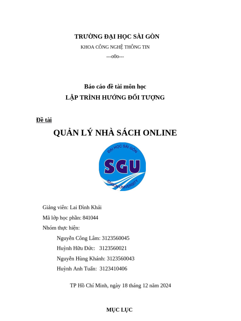 BaoCao OOP bt2qlNhaSach | PDF