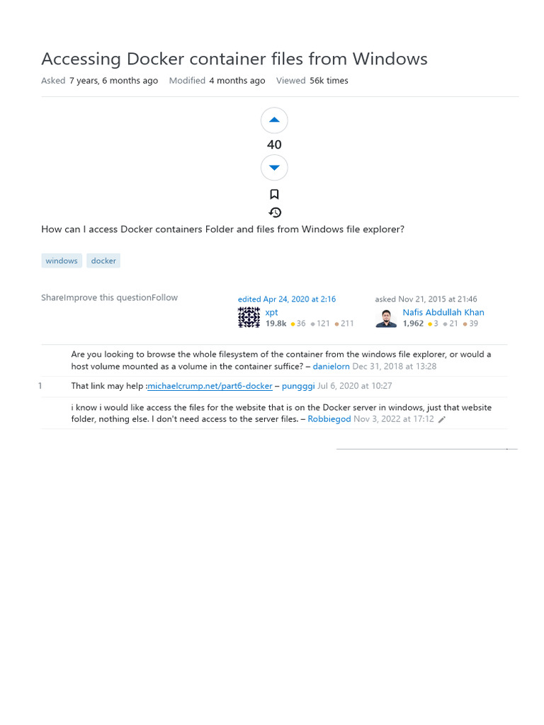 Questions33848947accessing Docker Container Files From Windows | PDF | File System | Directory ...