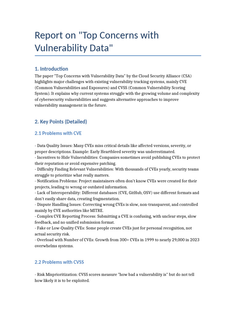 Top Concerns Vulnerability Data Report | PDF | Information Technology ...