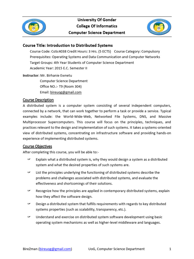 (Given)_DSs_CH_00_-_Course_Outline | PDF | Distributed Computing | Replication (Computing)