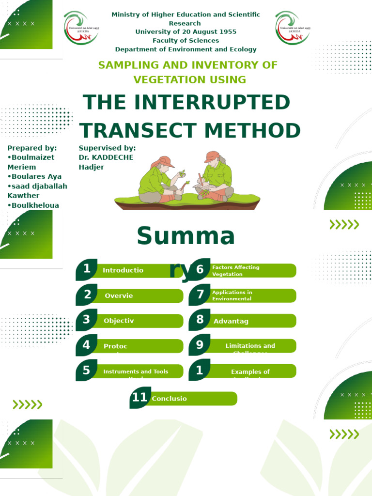 Sampling and Inventory of Vegetation Employing The Interrupted Transect ...