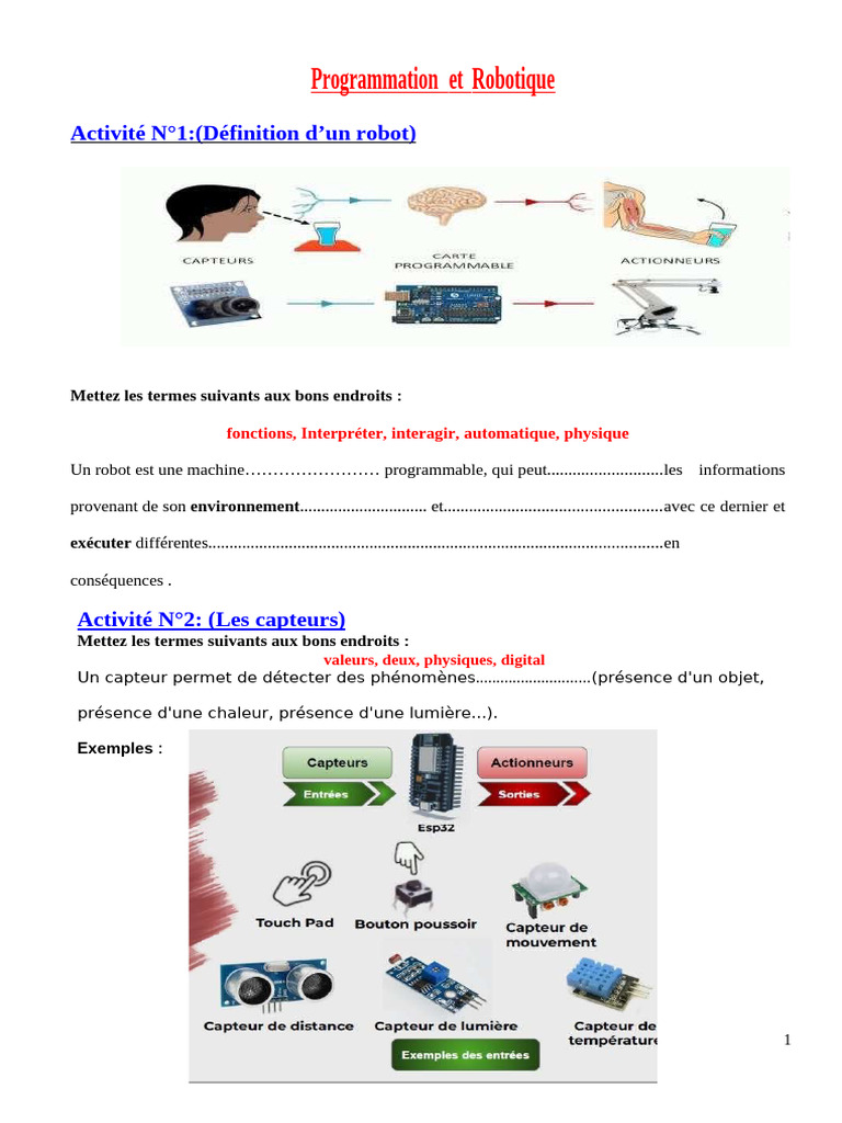 Introduction à la Robotique et Programmation | PDF | Robotique | Robot