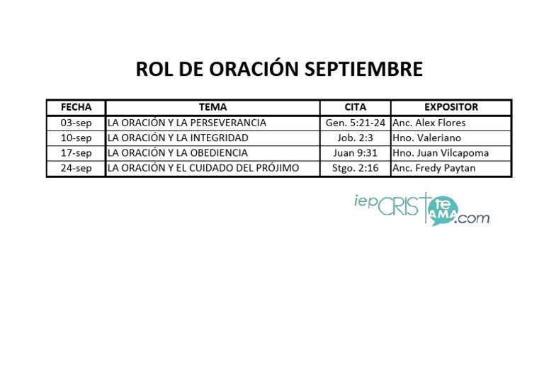 Oracion Septiembre | PDF