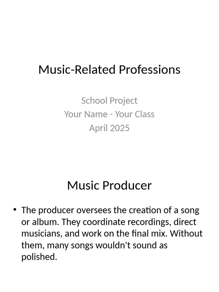Music Related Professions School Project | PDF