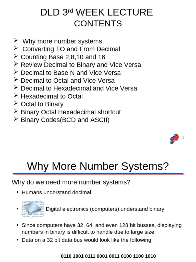 DLD Lecture 3rd Week | PDF | Binary Coded Decimal | Notation