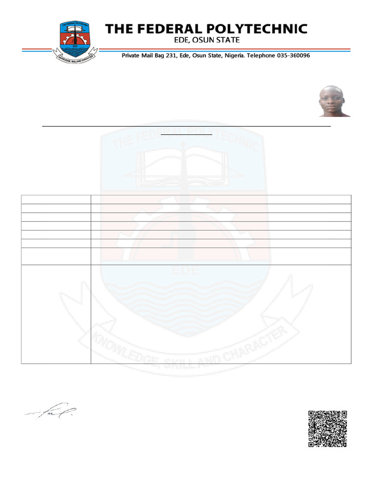 Olasunkanmi Admission Letter | PDF