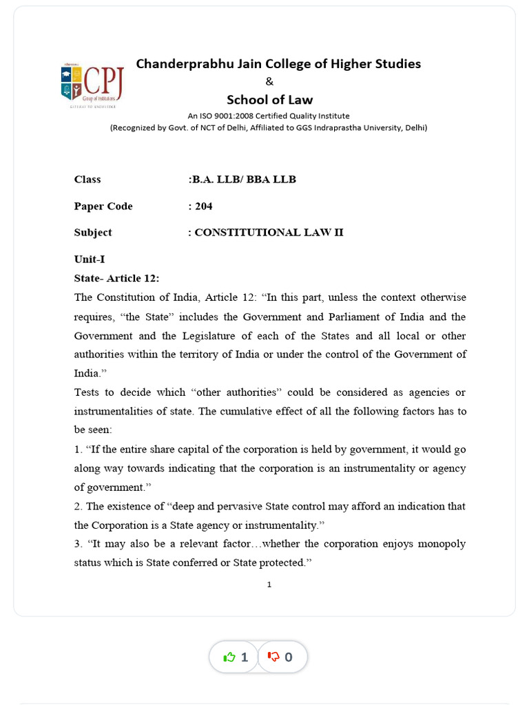 Constitutional Law II: Article 12 Explained | PDF | Rule Of Law ...