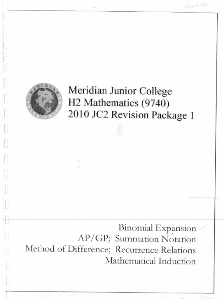 Rev 1 Binomial Summation Relation Mi Pdf 8496