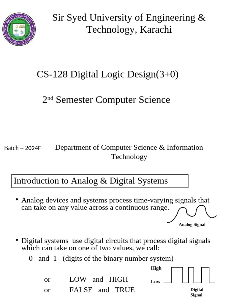 DLD Lecture 1st Week | PDF | Logic Gate | Digital Electronics