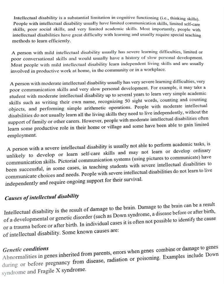 Intellectual Disabilities | PDF