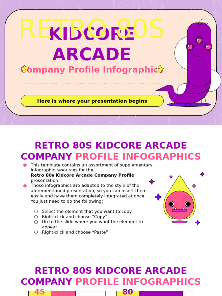 Retro 80s Kidcore Arcade Company Profile Infographics by Slidesgo | PDF ...