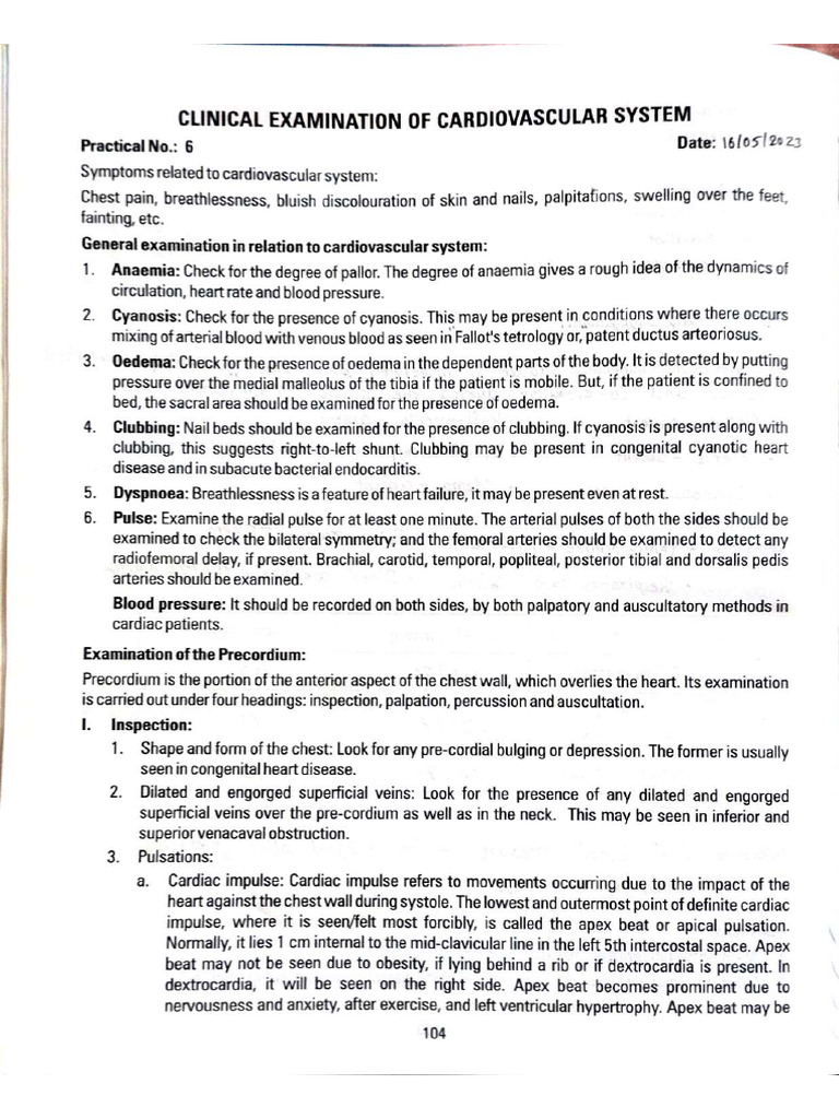 Clinical Examination of CVS | PDF